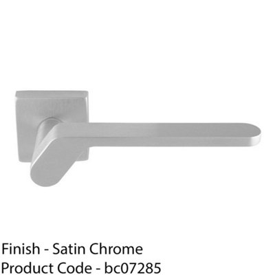 Premium Modern Slim Door Handle Set - Satin Chrome Angled Lever On ...