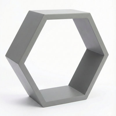 Premium Modular Hexagon Floating Shelf - Gray - Pack of: 1 - 18mm Thick ...