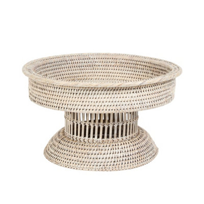 Premium Natural Rattan White Display Cake Stand