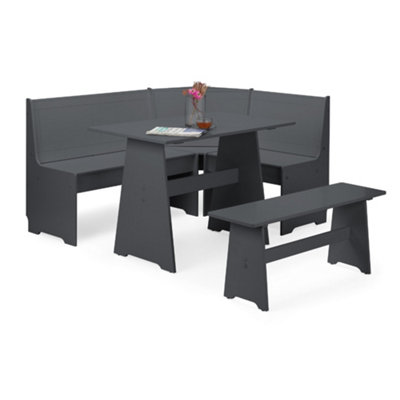 Premium Newbury 158cm Corner Dining Set with Storage Bench - Anthracite