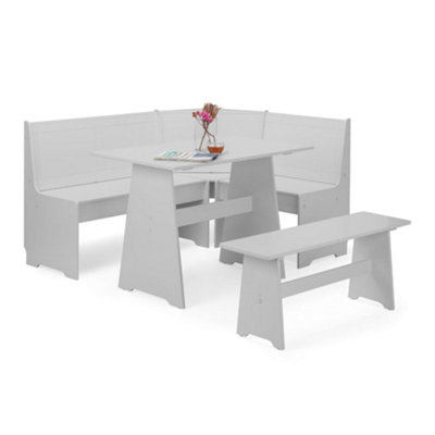 Premium Newbury 158cm Corner Dining Set with Storage Bench - Dove Grey