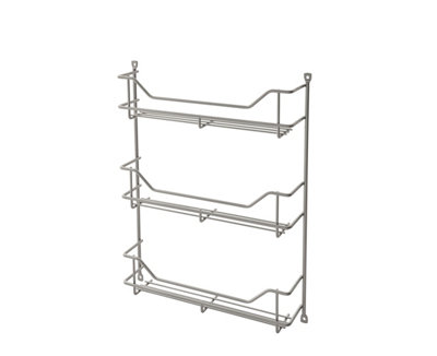 Premium Platinum Finish Steel 3 Shelf Wall Mounted Kitchen Spice Rack ...