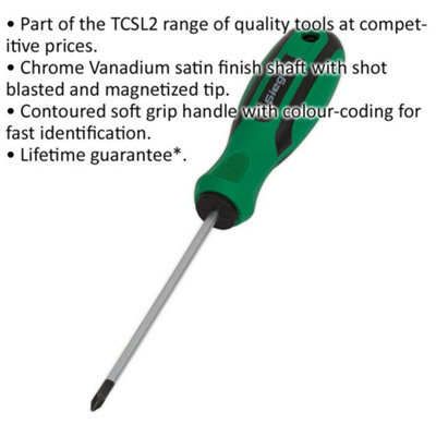 Premium Pozi Head 75mm Screwdriver with Soft Grip Handle and Chrome ...