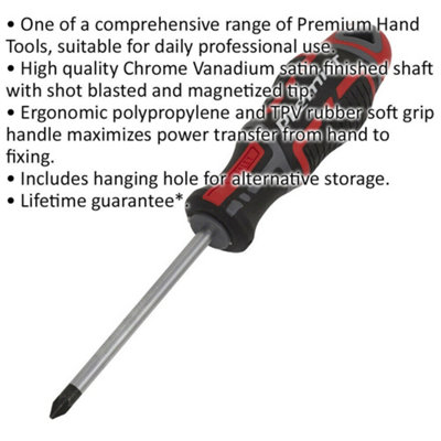 Premium Pozi Screwdriver 1 x 75mm with Ergonomic Grip and Magnetic Tip