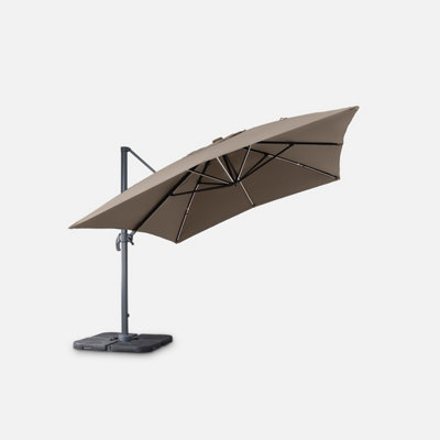 Premium rectangular 3x4m cantilever parasol with solar-powered ...