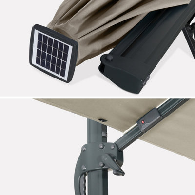 Premium rectangular 3x4m cantilever parasol with solar-powered ...