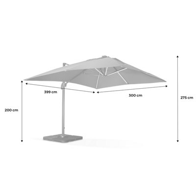 Premium rectangular 3x4m cantilever parasol with solar-powered ...