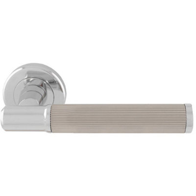 Premium Reeded Lines Door Handle Set - Chrome & Nickel Designer Lever ...
