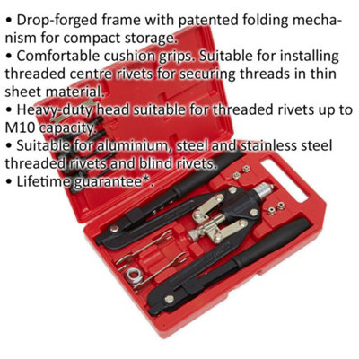 Premium Rivet & Threaded Nut Kit with Adjustable Nozzle Hand Rivet Gun ...