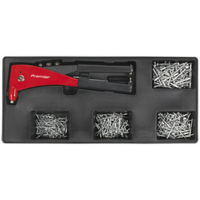 Premium Riveter with 400 Assorted Rivets and Modular Tool Storage Tray