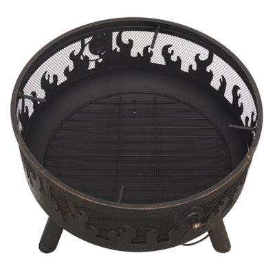 Premium Round Fire Pit Wood Burner and BBQ Grill for Outdoor Gatherings