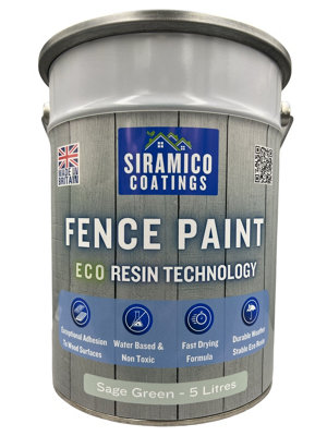 Premium Sage Green Fence Paint 5 Litres - Waterbased ECO Resin Technology