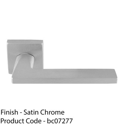 Premium Sleek Slim Door Handle Set - Satin Chrome Angled Lever On ...