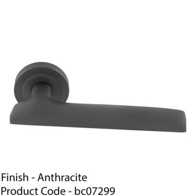 Premium Slim Flat Door Handle Set - Anthracite Grey Designer Lever On ...