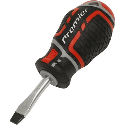 Premium Slotted Stubby Screwdriver 6 x 38mm with Ergonomic Grip and ...
