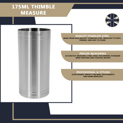 Premium Stainless Steel Thimble Spirit Measure 175ml Durable Bar ...