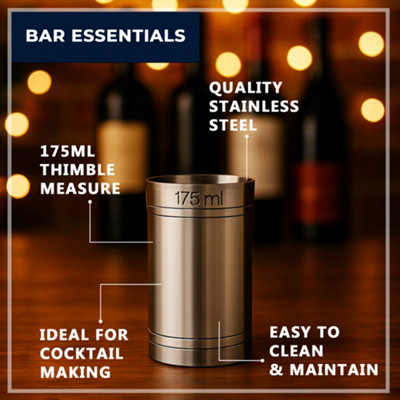 Premium Stainless Steel Thimble Spirit Measure 175ml Durable Bar ...