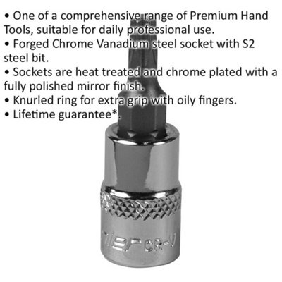 Premium T20 TRX Star Socket Bit with Knurled Grip - 1/4" Drive S2 Steel ...