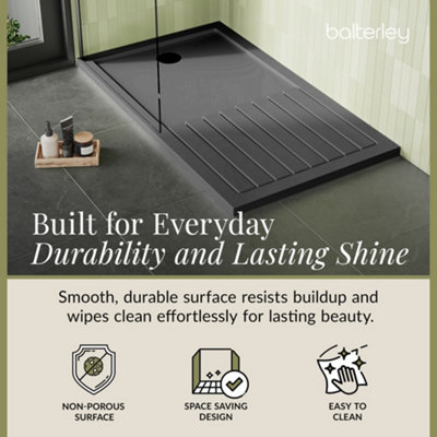 Premium Walk-In Shower Tray 1400mm x 800mm - Slate Grey