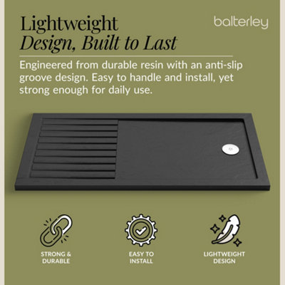 Premium Walk-In Shower Tray 1400mm x 800mm - Slate Grey