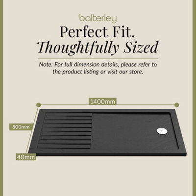 Premium Walk-In Shower Tray 1400mm x 800mm - Slate Grey