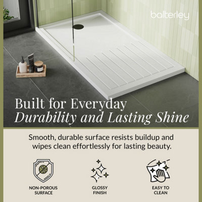 Premium Walk-In Shower Tray 1400mm x 800mm - White