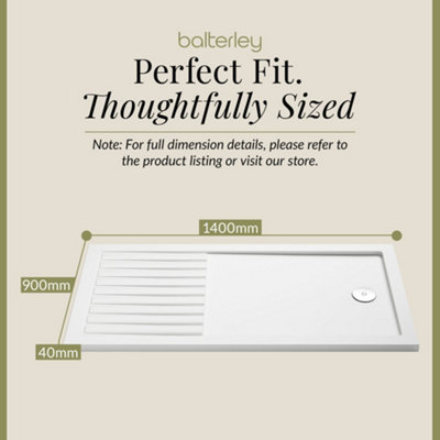Premium Walk-In Shower Tray 1400mm x 900mm - White