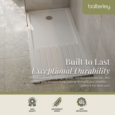 Premium Walk-In Shower Tray 1600mm x 800mm - White