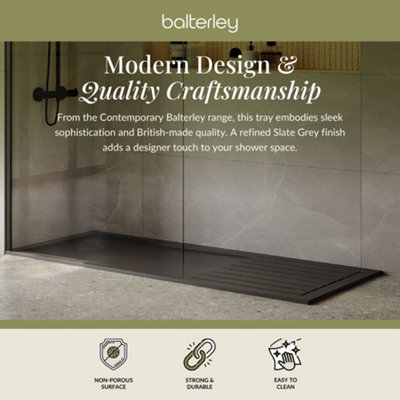 Premium Walk-In Shower Tray 1700mm x 700mm - Slate Grey