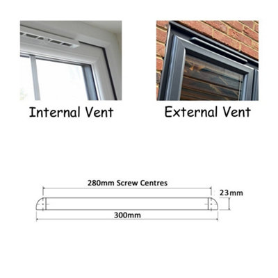 Premium Window Trickle Vent - (W) 300mm - Anthracite Grey External ...