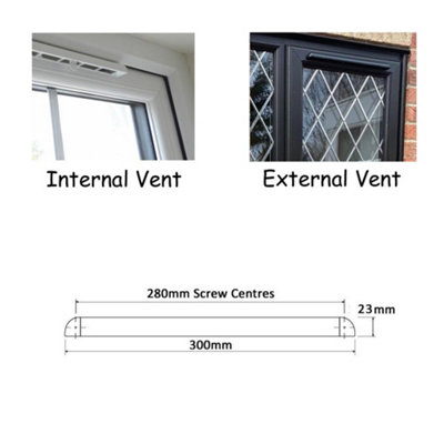 Premium Window Trickle Vent - (W) 300mm - Black External/White Internal