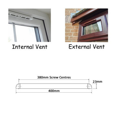 Premium Window Trickle Vent - (W) 400mm - Brown External/White Internal