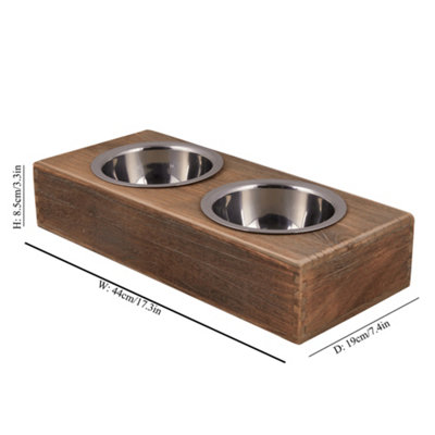 Premium Wooden Dog Feeding Station with Stainless Steel Bowls