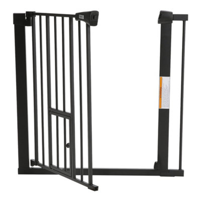 Pressure-Fixed Stair Gate Baby Toddler Pet Safety Gate with Pet Door 76cm H