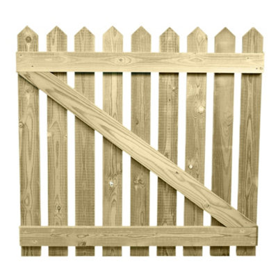 Pressure Treated Picket Side Gate 0.9m Pointed Top Wooden Garden Gate
