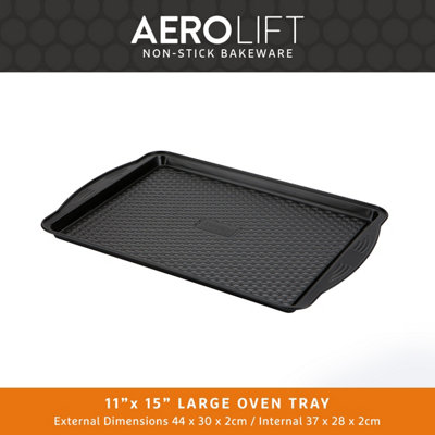 Prestige Aerolift Black Rectangular Steel Non-Stick Oven Tray Set Large ...