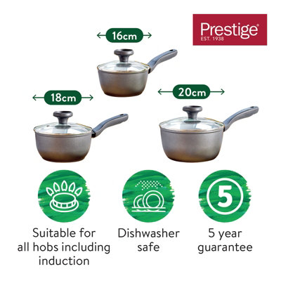 Prestige Earth Pan Grey Round Aluminium Induction Suitable Eco-Friendly ...