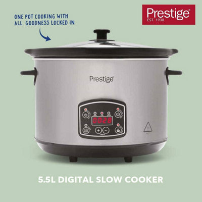 Prestige Silver Stainless Steel Programmable Digital Slow Cooker with ...