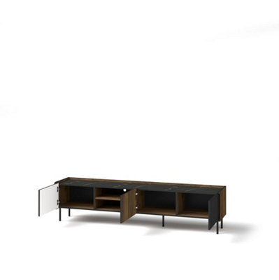 Prestigo Large TV Cabinet 200cm - Streamlined Media Unit in Oak Walnut ...