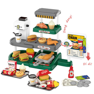 Pretend Play Fast Food Set for Kids, 71PCS Toys with Cash Register ...