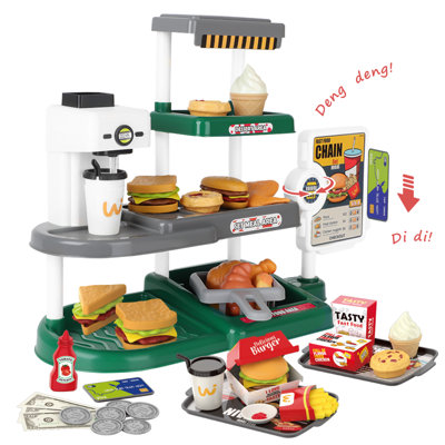 Pretend Play Fast Food Set for Kids, 71PCS Toys with Cash Register ...