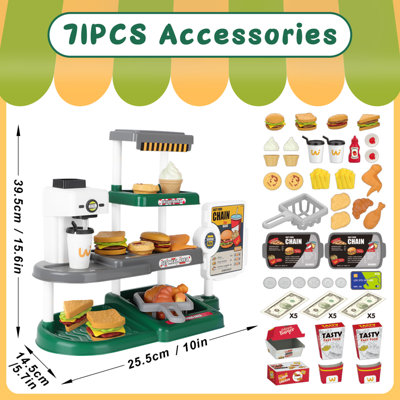 Pretend Play Fast Food Set for Kids, 71PCS Toys with Cash Register ...
