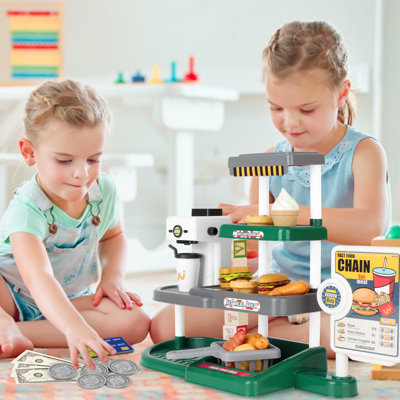 Pretend Play Fast Food Set for Kids, 71PCS Toys with Cash Register ...