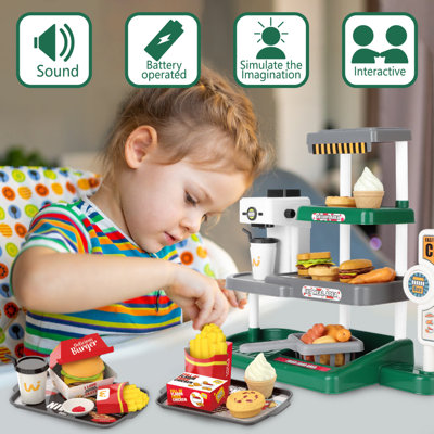 Pretend Play Fast Food Set for Kids, 71PCS Toys with Cash Register ...