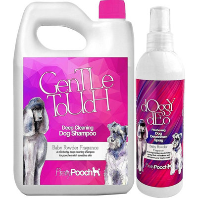 Pretty Pooch 2L Gentle Touch Dog Shampoo & 250ml Deodorising Spray Baby ...