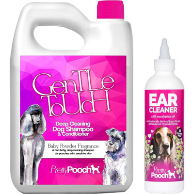 Pretty Pooch Baby Powder Fragrance Dog Shampoo 2 Litres & Ear Cleaner 250ml