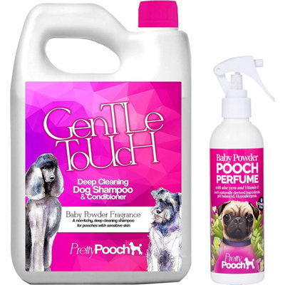 Pretty Pooch Baby Powder Fragrance Dog Shampoo 2 Litres & Pooch Perfume ...