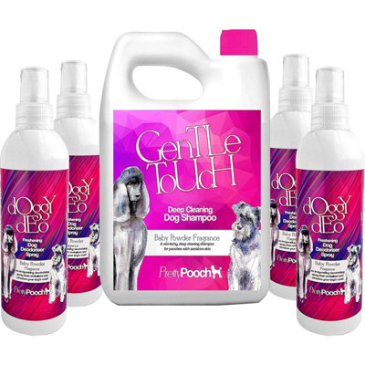Pretty Pooch Gentle Touch Dog Shampoo (2 Litres) & Dog Deodoriser Spray ...