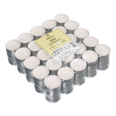 Prices Candles Tea Lights (Pack of 100) White (One Size) | DIY at B&Q