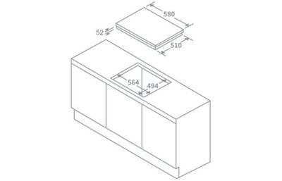Prima 60cm Ceramic Hob, 4 Cooking Zones, Black Glass, Side Rotary ...